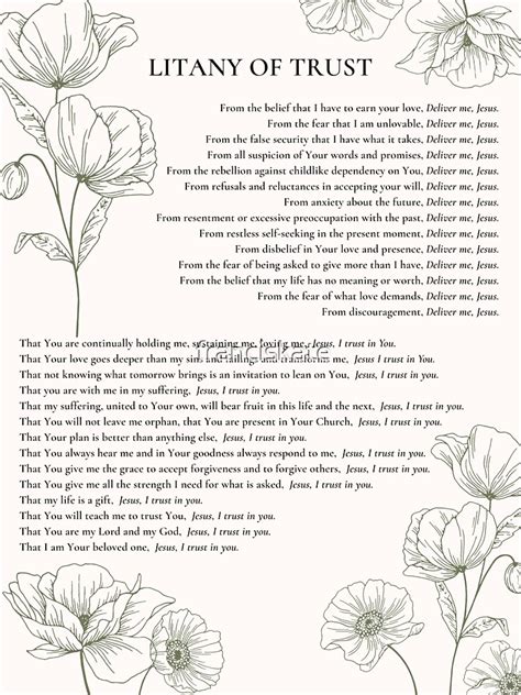 Litany Of Trust Prayer Sticker For Sale By Franciskate Redbubble