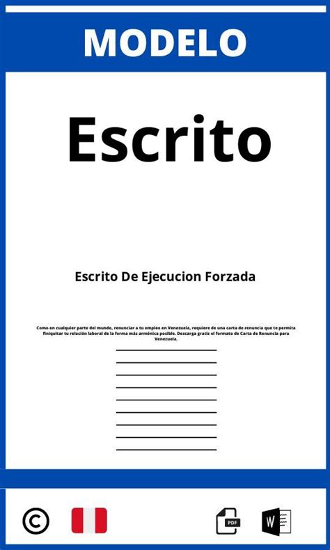 Modelo De Escrito De Ejecucion Forzada 2025