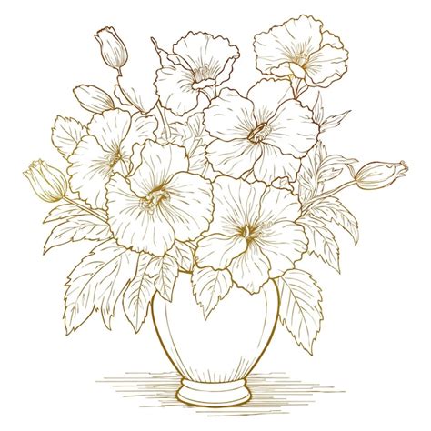 Croquis Art Décor Inspiré Grand Arrangement Floral Vecteur Gratuite