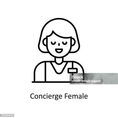 Concierge Icône De Contour Vectoriel Féminin Pour Le Fichier Eps 10