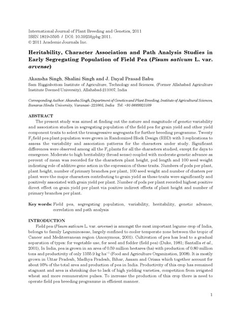Pdf Heritability Character Association And Path Analysis Studies In