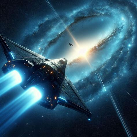 Premium Photo Spaceship Orbits Dark Galaxy Glowing Blue Comet
