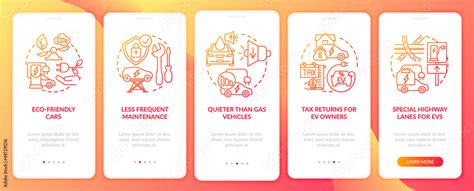 Vecteur Stock Ev Benefits Onboarding Mobile App Page Screen Eco