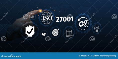 Iso 27001 Concept Businessman With Iso 27001 Certified For Information Security Management