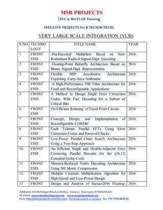 2016 IEEE VLSI TITES FROM MSR PROJECTS 9581464142 PDF