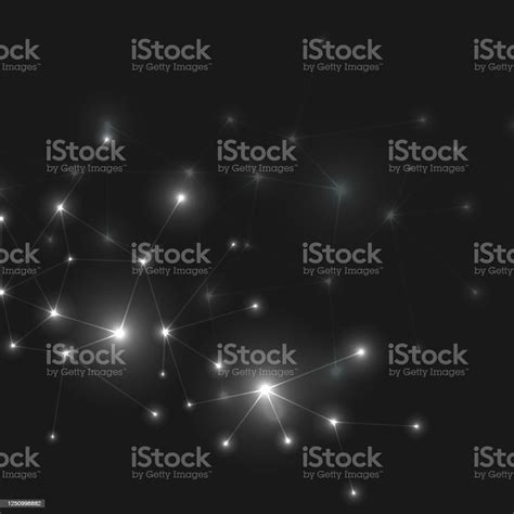 Abstract Connected Dots And Lines On Black Vector Background With Text Stock Illustration