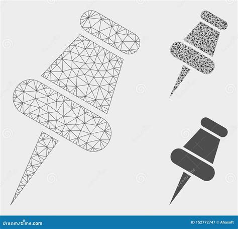 Pin Vector Mesh Network Model And Triangle Mosaic Icon Stock Vector Illustration Of Pointer