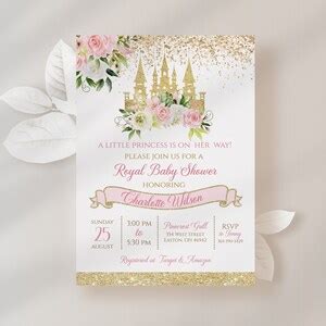 Princess Castle Baby Shower Invitation Princess Castle Gold Pink