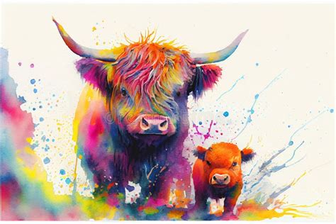 Vaca E Bezerro Lindos E Adoráveis Coloridos Ilustração Stock