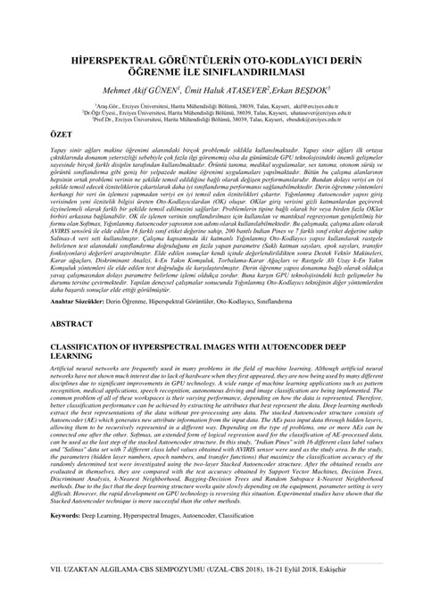 Pdf Classification Of Hyperspectral Images With Autoencoder Deep Learning