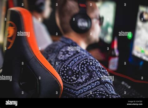 Cyber Sport E Sports Tournament Team Of Professional Gamers Close Up
