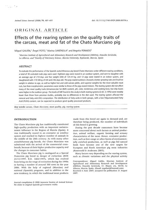 Pdf Effects Of The Rearing System On The Quality Traits Of The Carcass Meat And Fat Of The