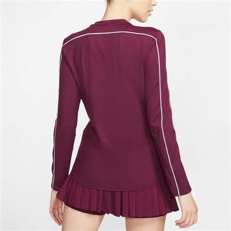 Nike Court Dry Long Sleeve Womens Tennis Top Bordeauxwhite