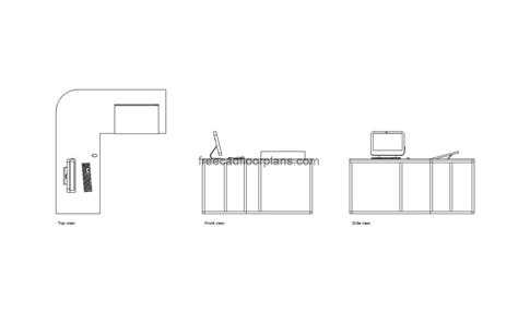L Shaped Artist Desk Free Cad Drawings