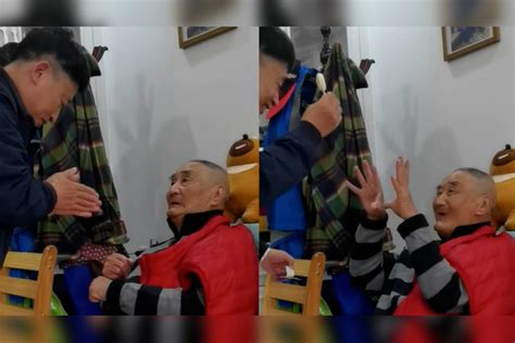 患阿尔兹海默症的老人不肯穿衣，儿子递上奶酪棒时乐了：像老小孩