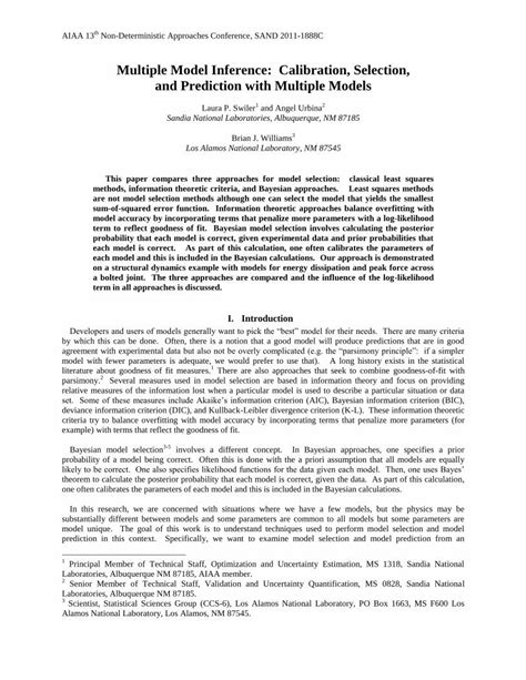 pdf multiple model inference calibration selection and dokumen tips