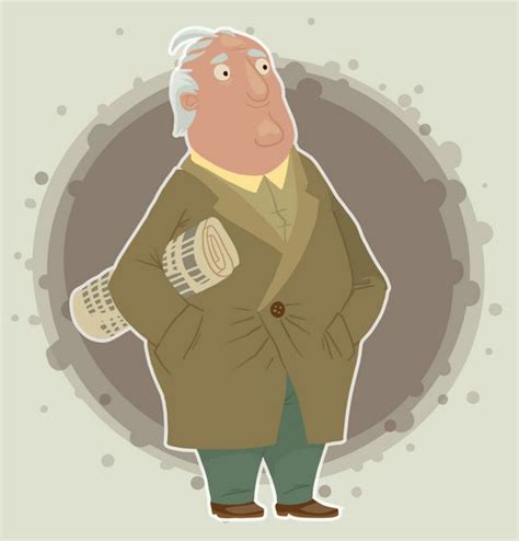 تاجر خنده دار وکتور با یک مگافون تصویر کارتونی از یک تاجر ضخیم خنده دار