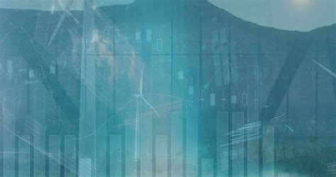 Statistical Data Over Wind Turbines Symbolizing Renewable Energy