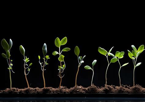 Una secuencia de imágenes en lapso de tiempo que muestra el crecimiento de una planta vegetal