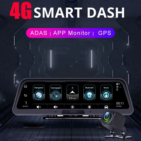 WHEXUNE 4G Автомобильный видеорегистратор ADAS Android умное зеркало ...