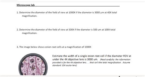 Solved Determine The Diameter Of The Field Of View At Chegg Com