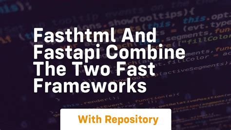 Fasthtml And Fastapi Combine The Two Fast Frameworks Youtube