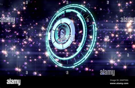 Animation Of Rotating Circular Scanner With Countdown Over Glowing