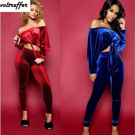 South Korea Velvet Women Two Piece Outfits Off Shoulder Cropped Crop Top And Pants Sets Sexy Bow