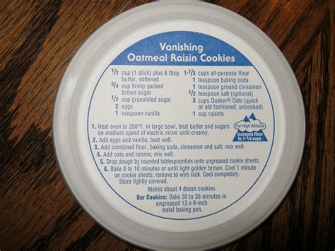 Quaker Oatmeal Raisin Cookies Recipe On Lid Bryont Blog