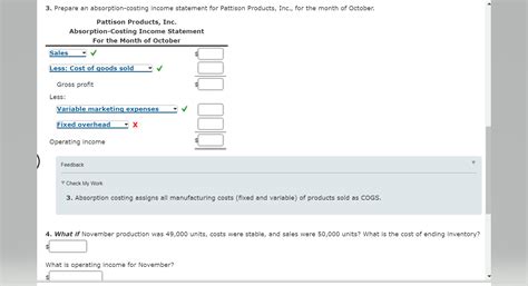 Solved Absorption Costing Value Of Ending Inventory Operating