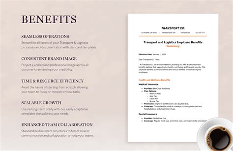 Transport And Logistics Employee Benefits Summary Template In Google