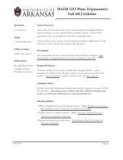 MATH 1213 Fall 2023 Course Syllabus Ryburn Pdf MATH 1213 Plane
