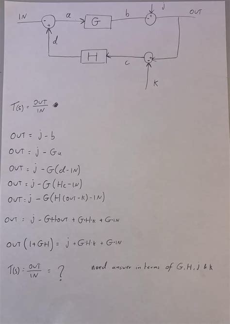 Help Deriving Transfer Function Relectricalengineering