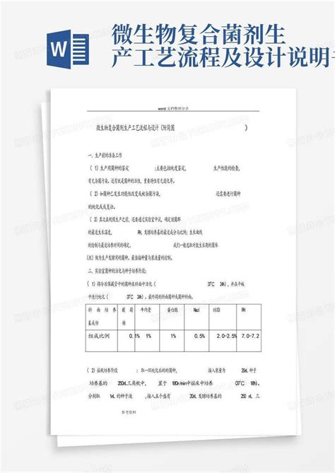 微生物复合菌剂生产工艺流程及设计说明书Word模板下载 编号qjnzgoym 熊猫办公