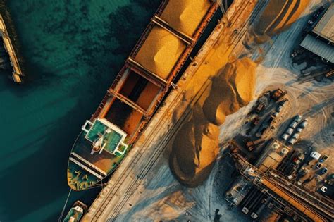 Premium Photo Grain Loading And Bunkering In Seaport
