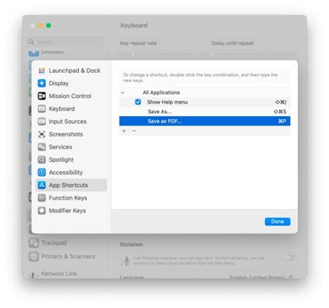 Creating A Save As PDF Keyboard Shortcut In MacOS Ventura