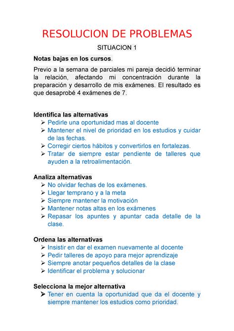 IVU Actividad 11 Ivu RESOLUCION DE PROBLEMAS SITUACION 1 Notas Bajas En Los Cursos Previo A