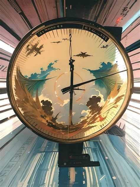 Animated Clock With Creative Ground And Background Stock Illustration
