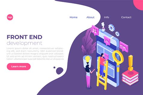 웹 디자인 및 프런트 엔드 개발 아이소메트릭 개념입니다 벡터 일러스트입니다 0명에 대한 스톡 벡터 아트 및 기타 이미지 0명