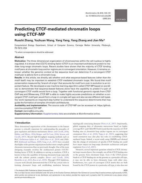 Pdf Predicting Ctcf Mediated Chromatin Loops Using Ctcf Mp