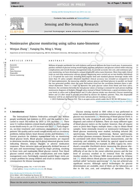 Pdf Noninvasive Glucose Monitoring Using Saliva Nano Biosensor