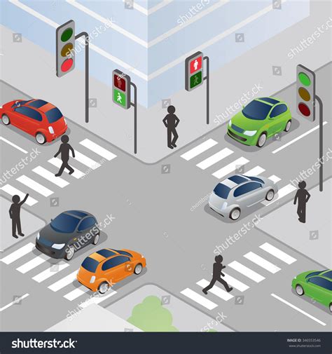 Traffic Lights Pedestrian Lights Road Signals Stock Vector 346553546