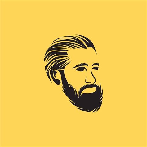 Barbe Homme Logo Design Illustration Vectorielle Vecteur Premium