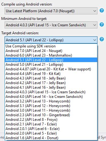 Xamarin Installed API Version Pie Is Not Showing In Target Android Version In Visual