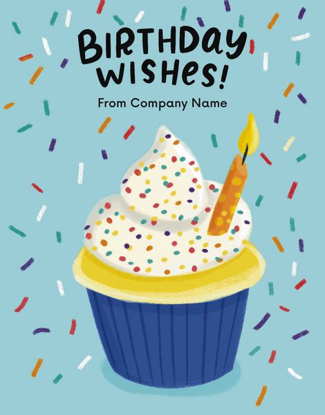 Company Birthday Cupcake By Grey Street Paper Postable