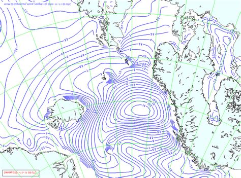 contours of significant wave height from the operational wave model at