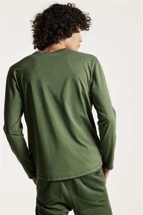 Mens Curved Hem Long Sleeve T Shirt Dirty Laundry