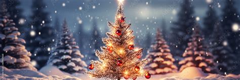 Chatgpt Christmas Xmas Tree With A Magical Snow Scene And A Brightly Lit Christmas Tree As The