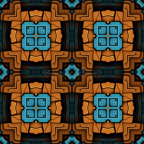 Seamless Tileable Decorative Pattern With Symmetrical Design And Vivid