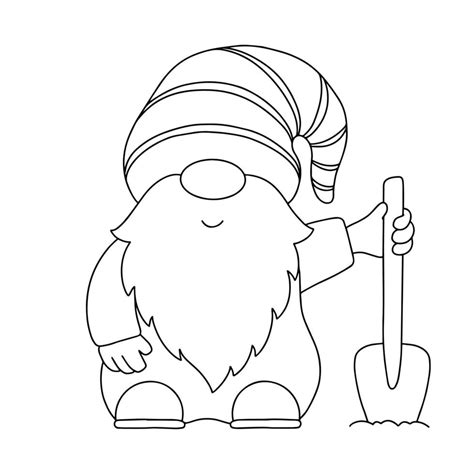 Enano Con Una Pala Página De Libro Para Colorear Para Niños Personaje De Estilo De Dibujos